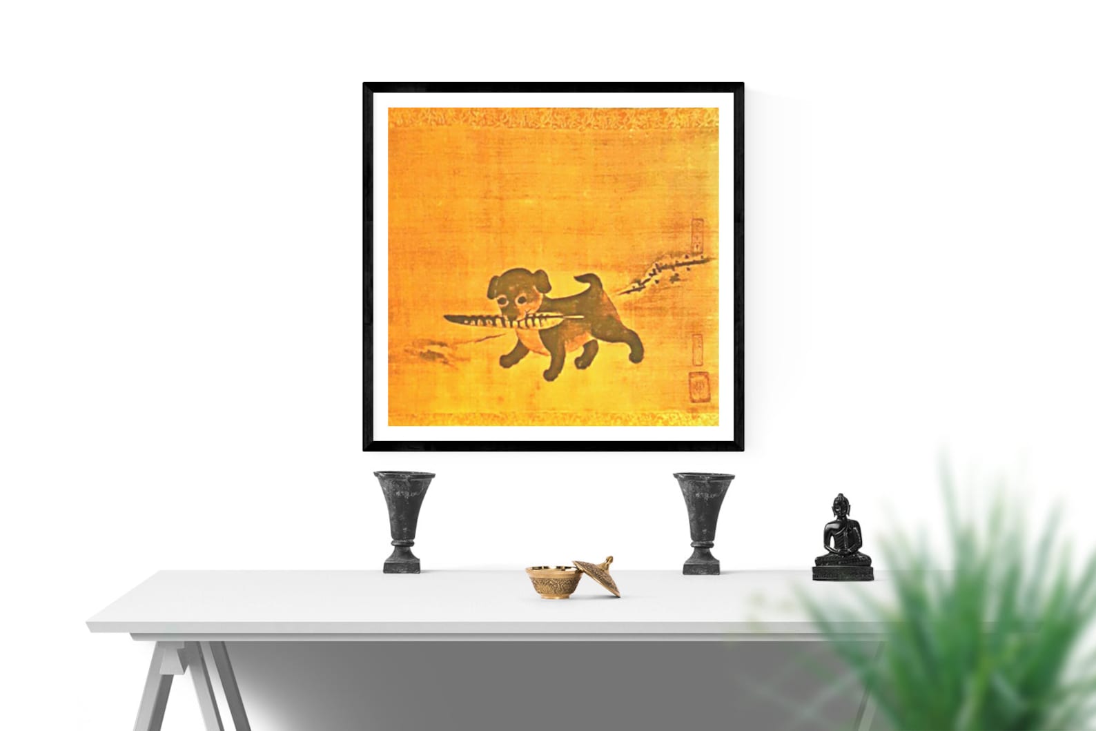 Korea Li Dynasty Puppy Playing With A Peasant Feather Vintage Collotype ...
