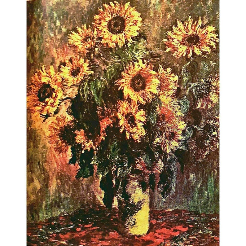 Claude Monet Sunflower 1881 Vintage Collotype | Etsy
