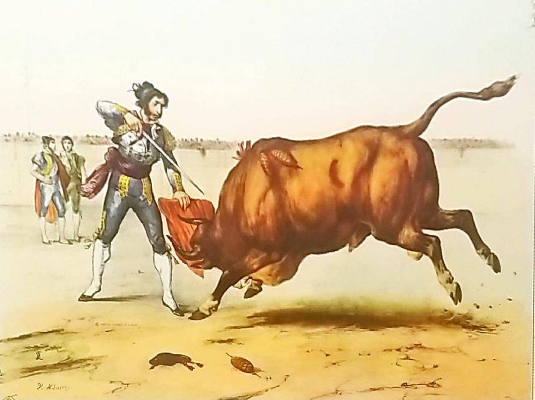 Victor Adams Time When Matador Goes to the Bull Vintage Lithograph - Etsy