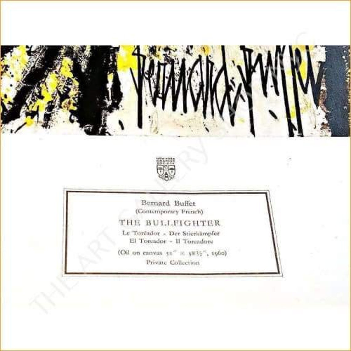 Bernard Buffet Bullfighter 1960 Original Lithograph - Etsy