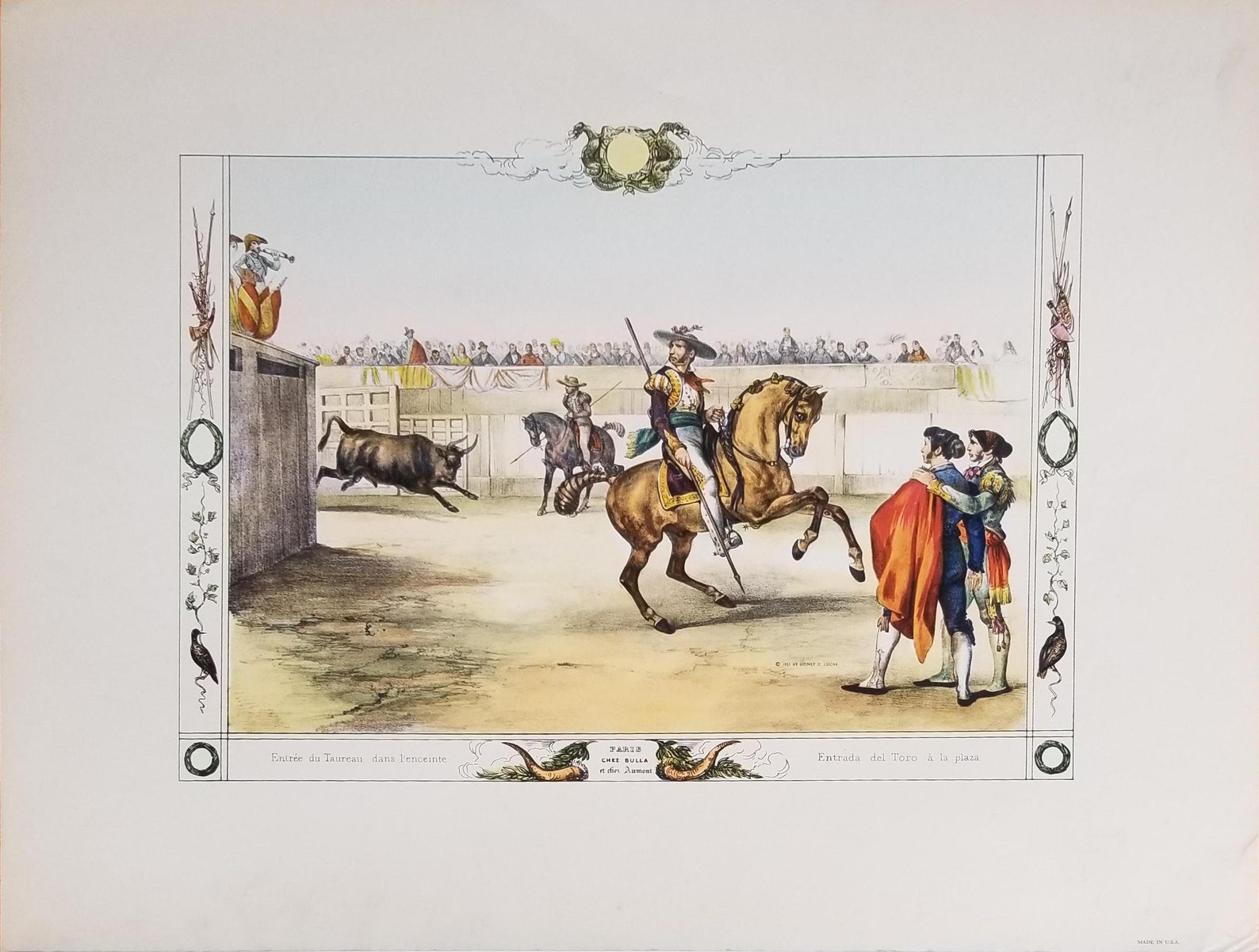 Victor Adams Bull Entering the Plaza Vintage Lithograph - Etsy