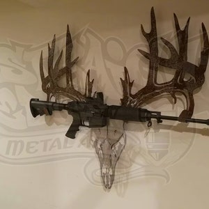 Deer Skull Rifle or Shotgun Rack, Custom Name or Logo Integration ...