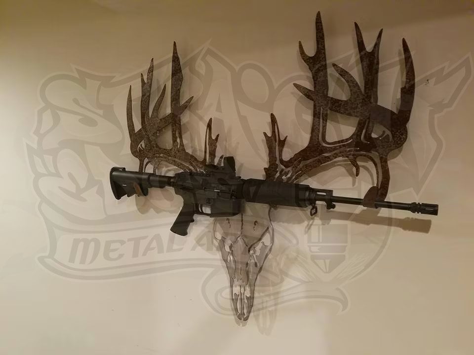 Metal Deer Skull Rifle Rack, Shotgun Mount, Custom Gun Mount, Hunting ...