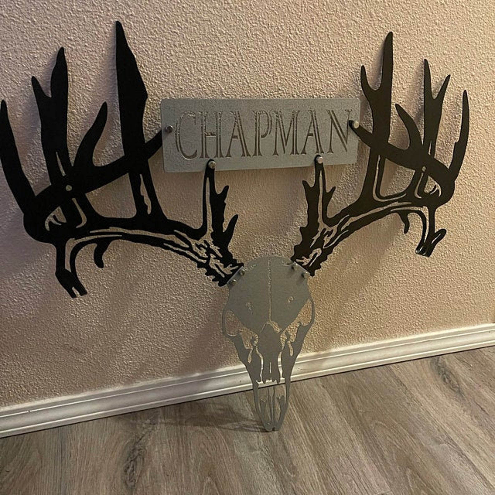 metal-deer-skull-bow-rack-with-custom-name-plate-or-logo-etsy