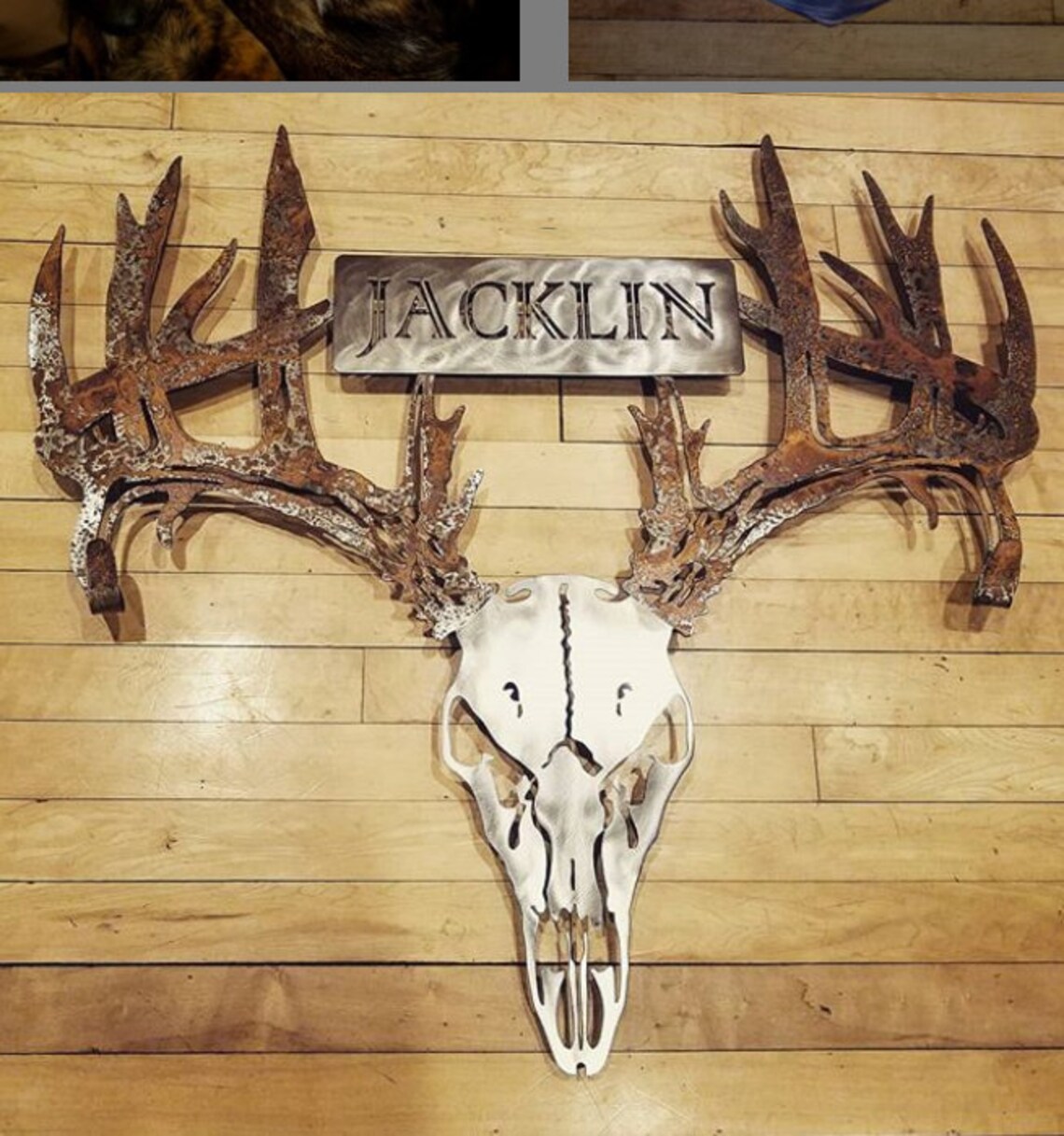 Deer Skull Rifle or Shotgun Rack Custom Name or Logo - Etsy