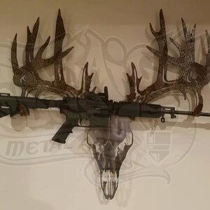 Deer Skull Rifle or Shotgun Rack, Custom Name or Logo Integration ...
