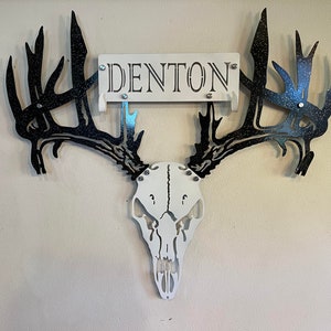 Metal Deer Skull Bow Rack: Holds 2 Bows! 4 Hooks, Handmade Archery ...