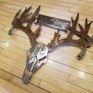 Deer Skull Rifle or Shotgun Rack Custom name or logo | Etsy