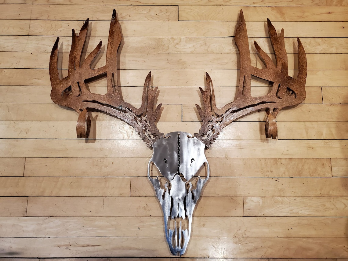 Deer Skull Rifle or Shotgun Rack Custom Name or Logo - Etsy