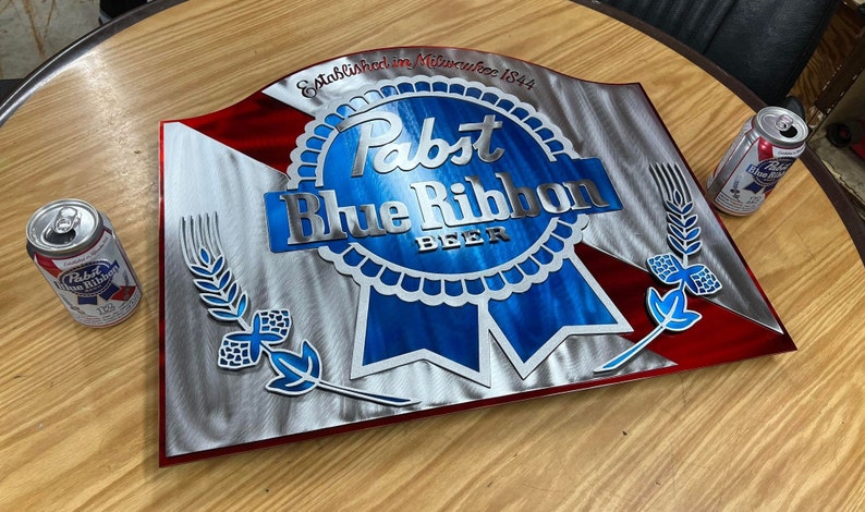 Pabst Blue Ribbon, PBR, Beer Signs Multi-layer Handmade in WI USA ...