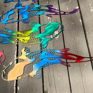 Koi Fish Metal Multicolored Steel Koi Fish, Handmade in the US, Aquatic ...