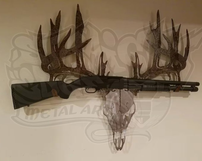 Rustic Gun Rack, Gun Rack, Deer Antler, Antler Rack, Mancave Decor ...