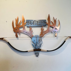 Metal Deer Skull Bow Rack With Custom Name Plate or Logo - Etsy