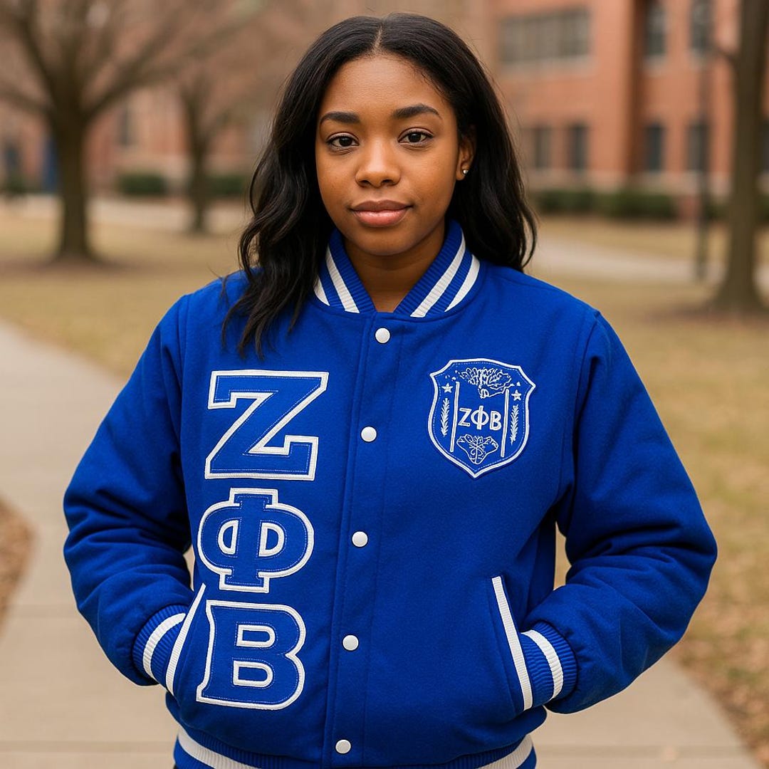 Custom Zeta Phi Beta Sorority Varsity Jacket – Embroidered Greek ...