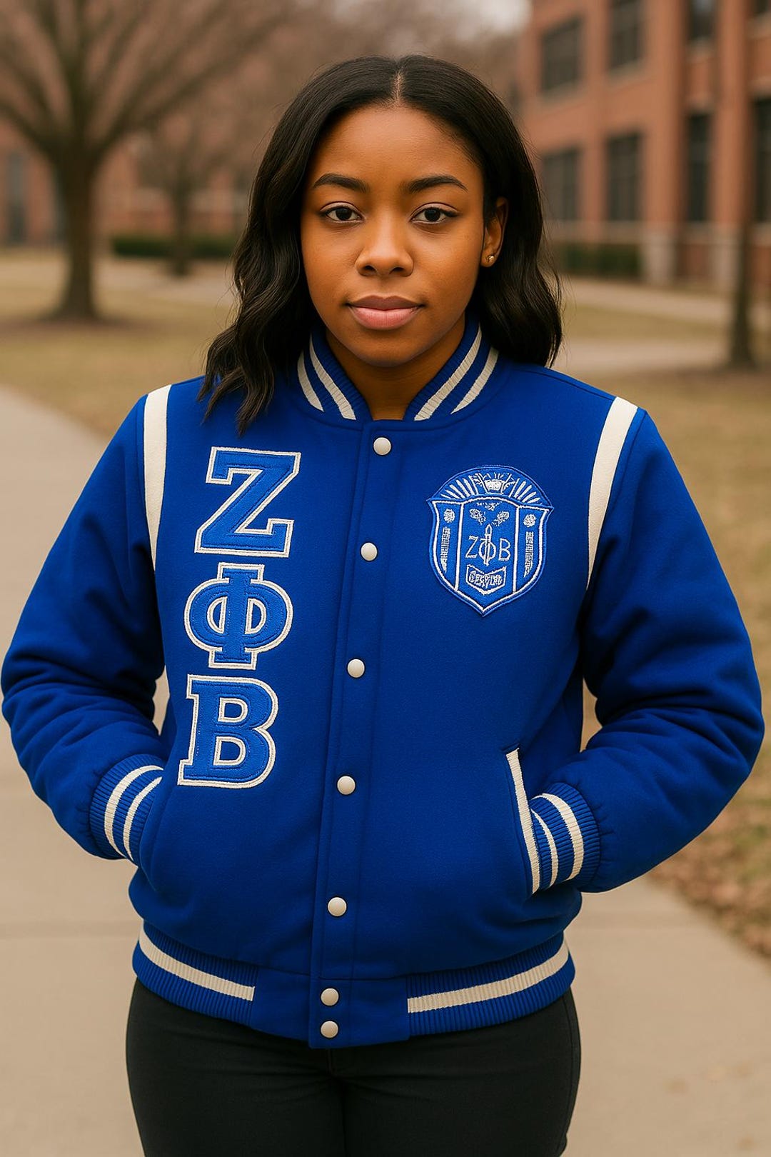 Custom Zeta Phi Beta Varsity Jacket – Greek Letterman Embroidered ...