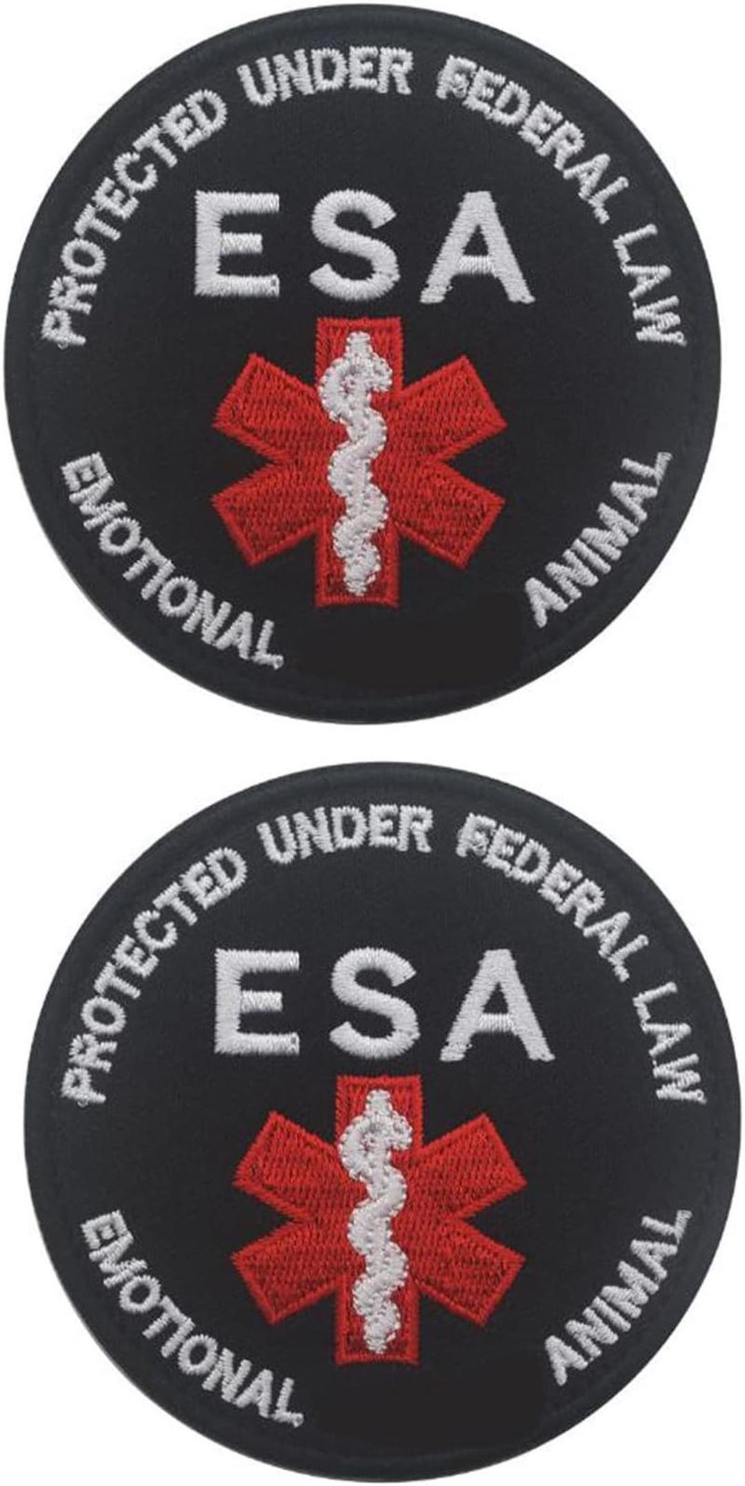 ESA Emotional Support Animal Patch Set 2 Piece Embroidered Hook and ...