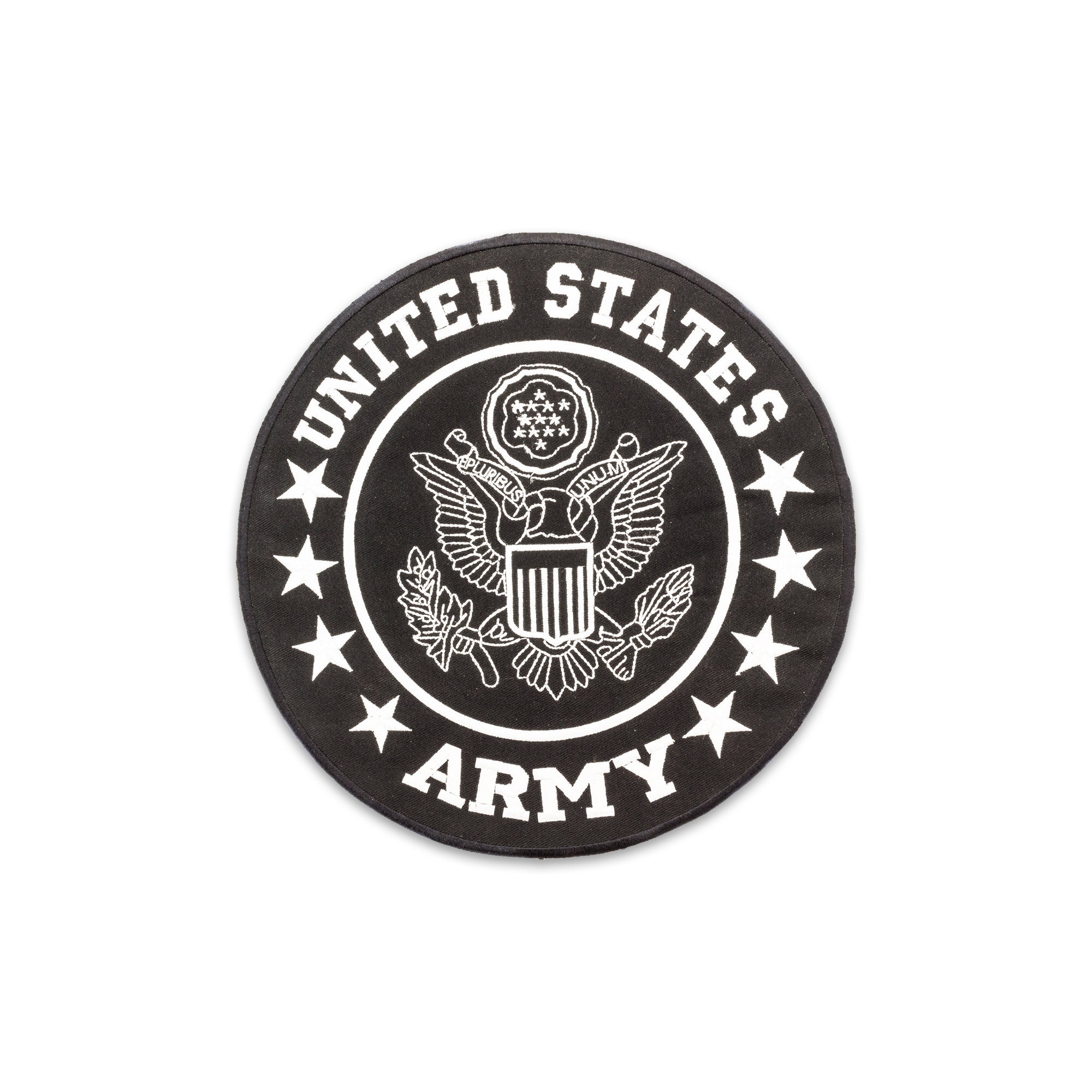 Large US Army Iron on Patch 10 Inch Black and White Round Back Patch ...