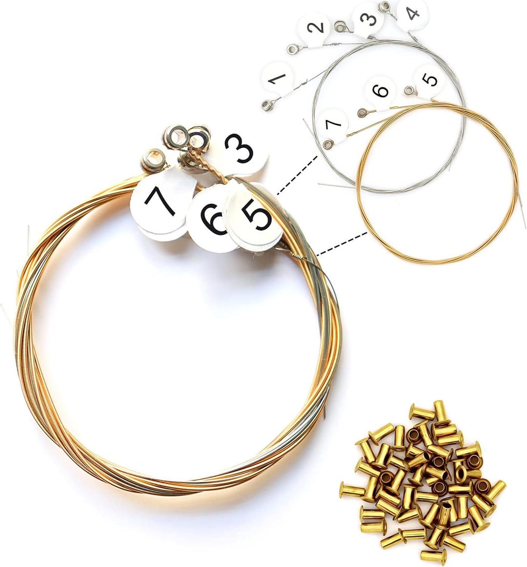 Lyre Harp Strings 7 Metal Replacement Strings With Brass Rivets for ...