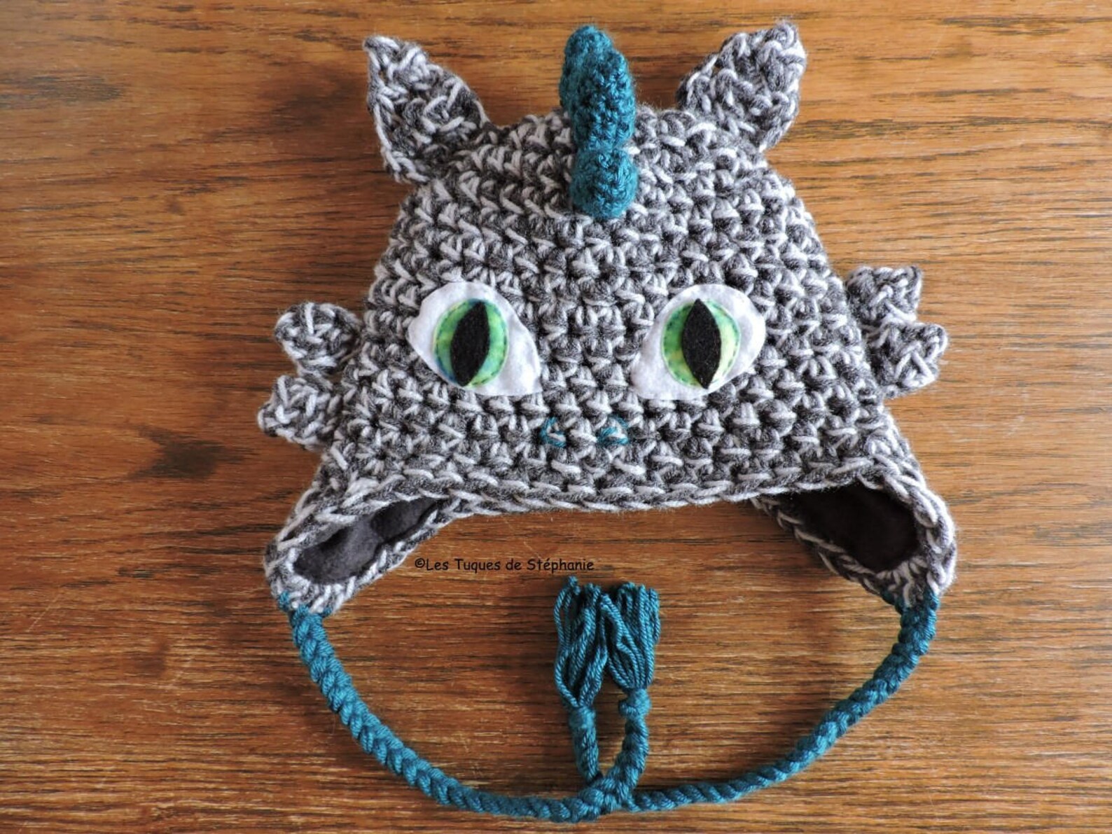 Crocheted Dragon hat LINED white fleece CUSTOM earflap hat | Etsy