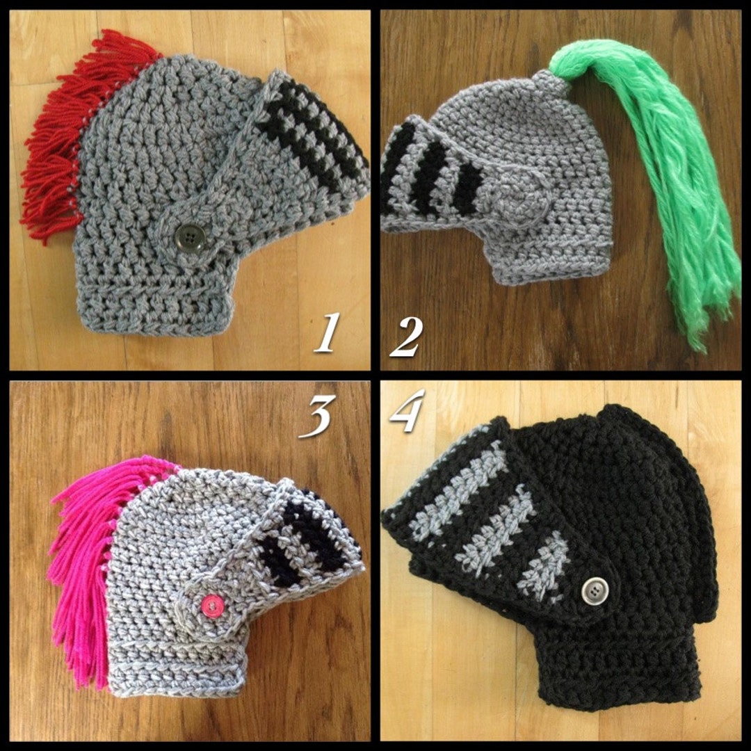 Crocheted Knight Helmet Hat LINED White Fleece CUSTOM, Medieval Whole ...