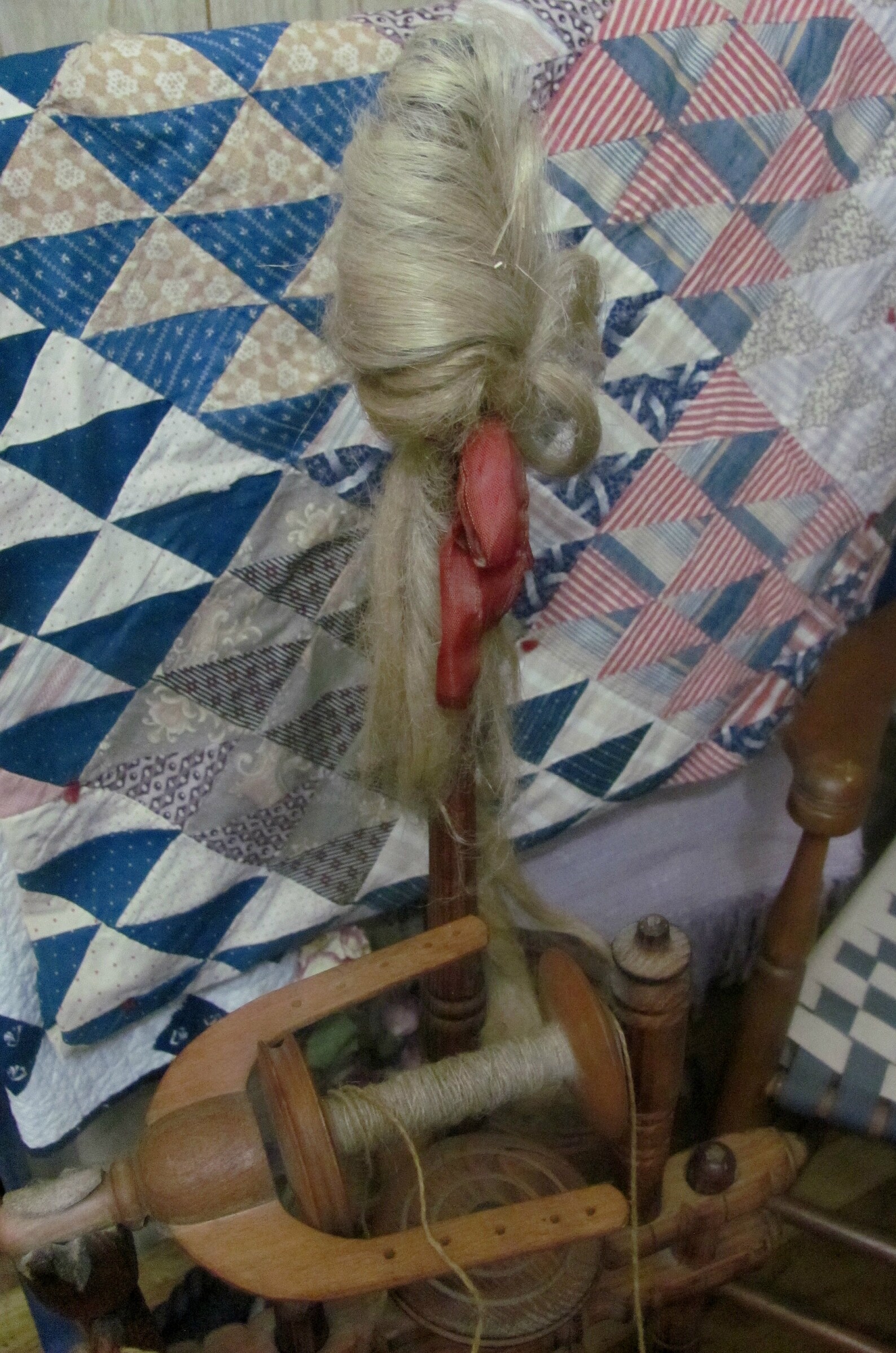 Upright Flax Spinning Wheel Distaff & Flax Bundle Turned - Etsy