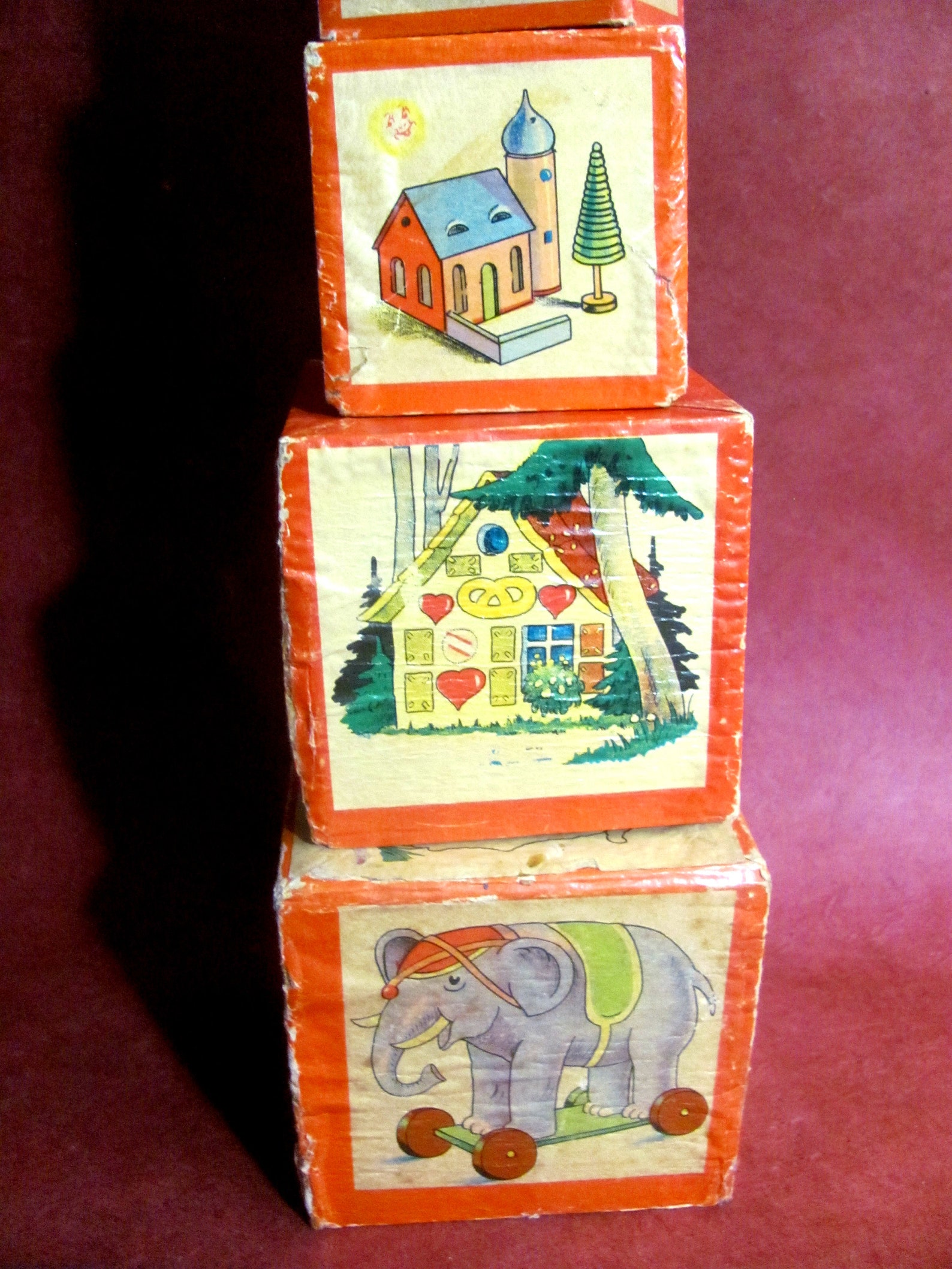 Stacking & Nesting Blocks 5 Charming Lithograph Covered Wood | Etsy