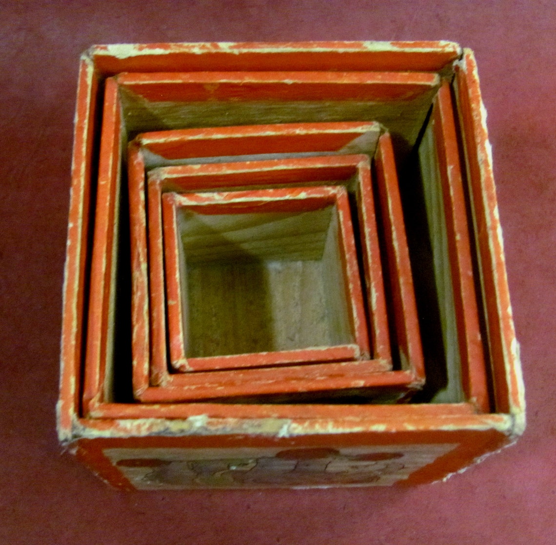 Stacking & Nesting Blocks 5 Charming Lithograph Covered Wood Blocks WF ...