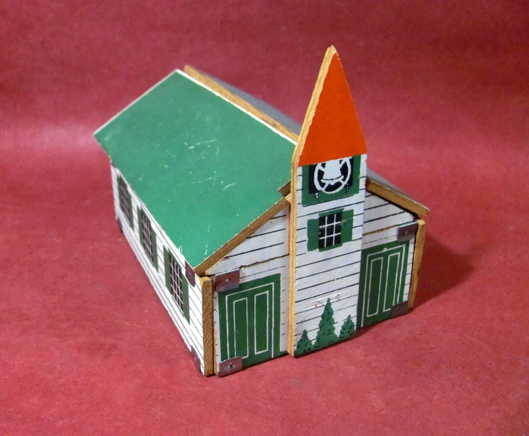 Toy Church Wood Construction Folding Roof Metal Fasteners Assembly ...