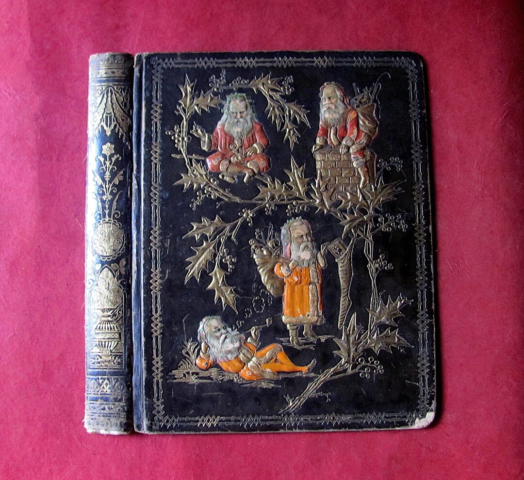 Rare Dresden Santa Claus Book Cover & Spine Santa Claus Vignettes ...