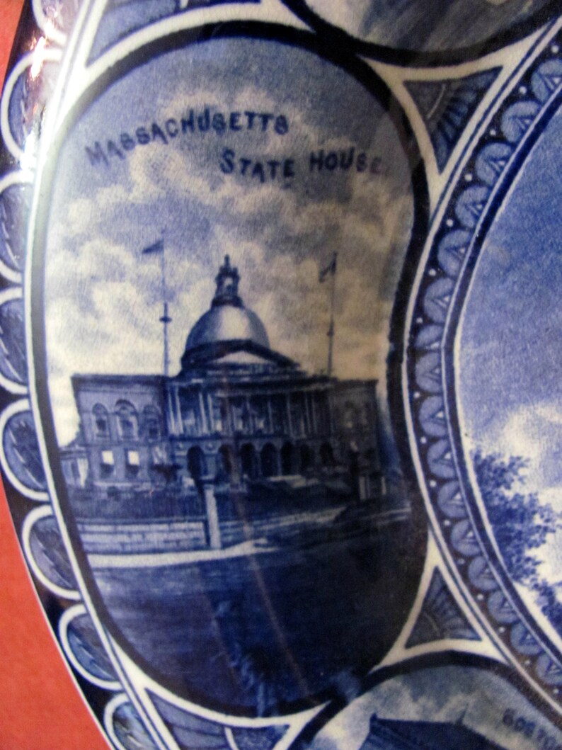Antique Boston Massachusetts Flow Blue Plate Made in - Etsy