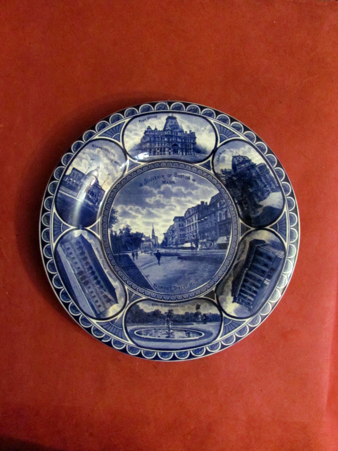 Antique Boston Massachusetts Flow Blue Plate Made in Staffordshire ...