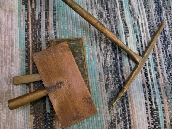 Antique Wool Hand Carders Paddles Matching Pair Great Patina | Etsy
