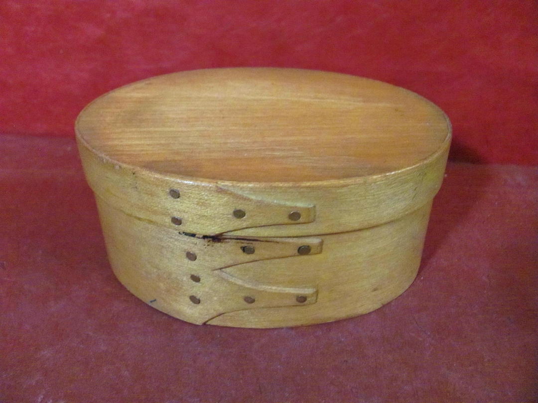 Vintage Shaker 5" Oval Three Fingered Wooden Box Copper Nails Hand Made ...