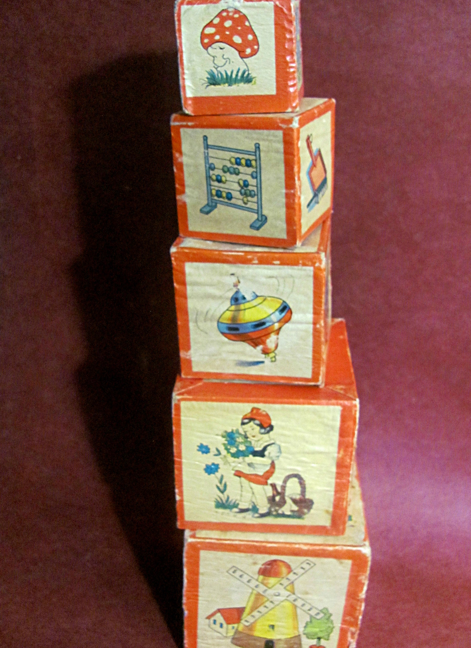 Stacking & Nesting Blocks 5 Charming Lithograph Covered Wood - Etsy