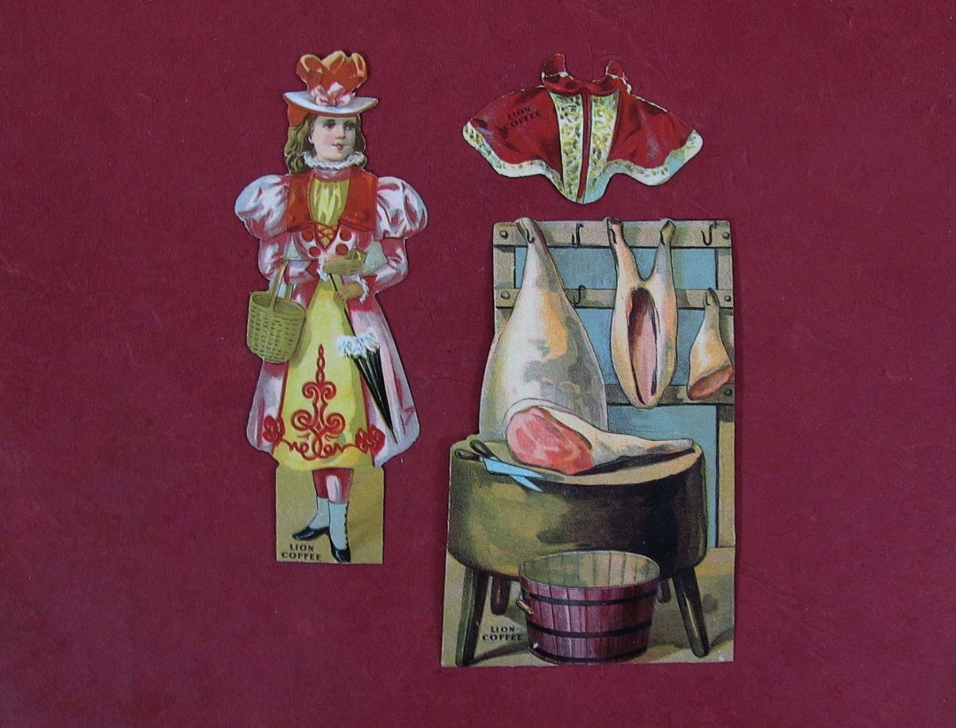 Lion Coffee Paper Doll Trade Advertising Cards Includes Paper Doll W ...
