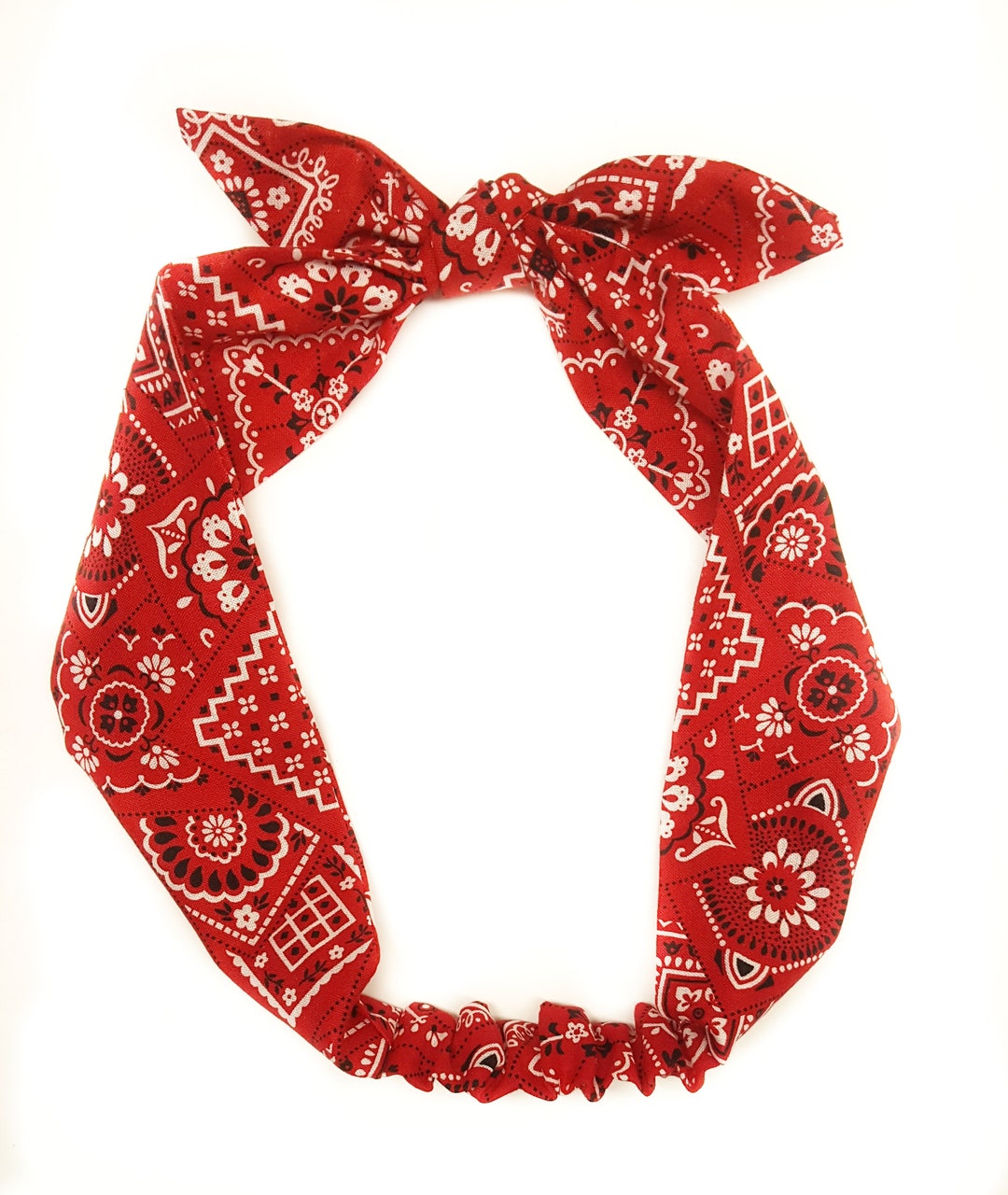 Red Bandana Headwrap Rockabilly Pinup Headwrap Paisley - Etsy