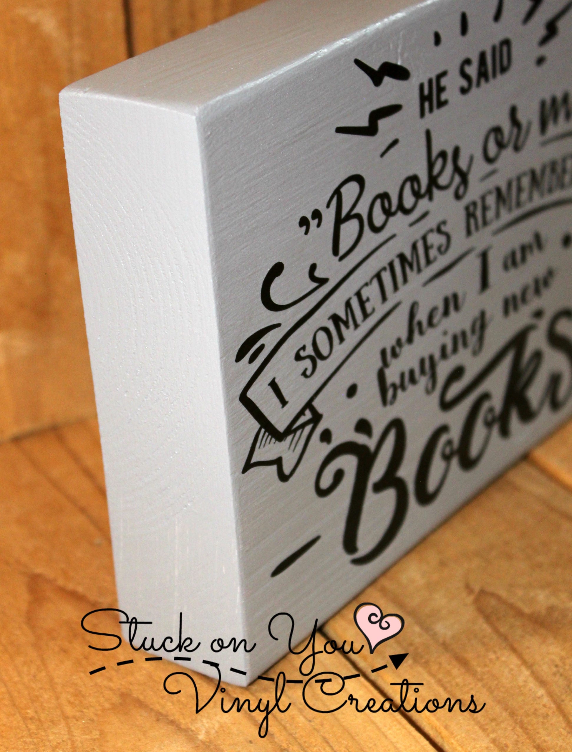 Wood Block With Vinyl Home Decor Bookshelf Decor Book - Etsy