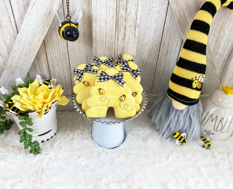 Fake Bee Hive Cookies / Faux Summer Cookies / Bee Decor / Tiered Tray ...