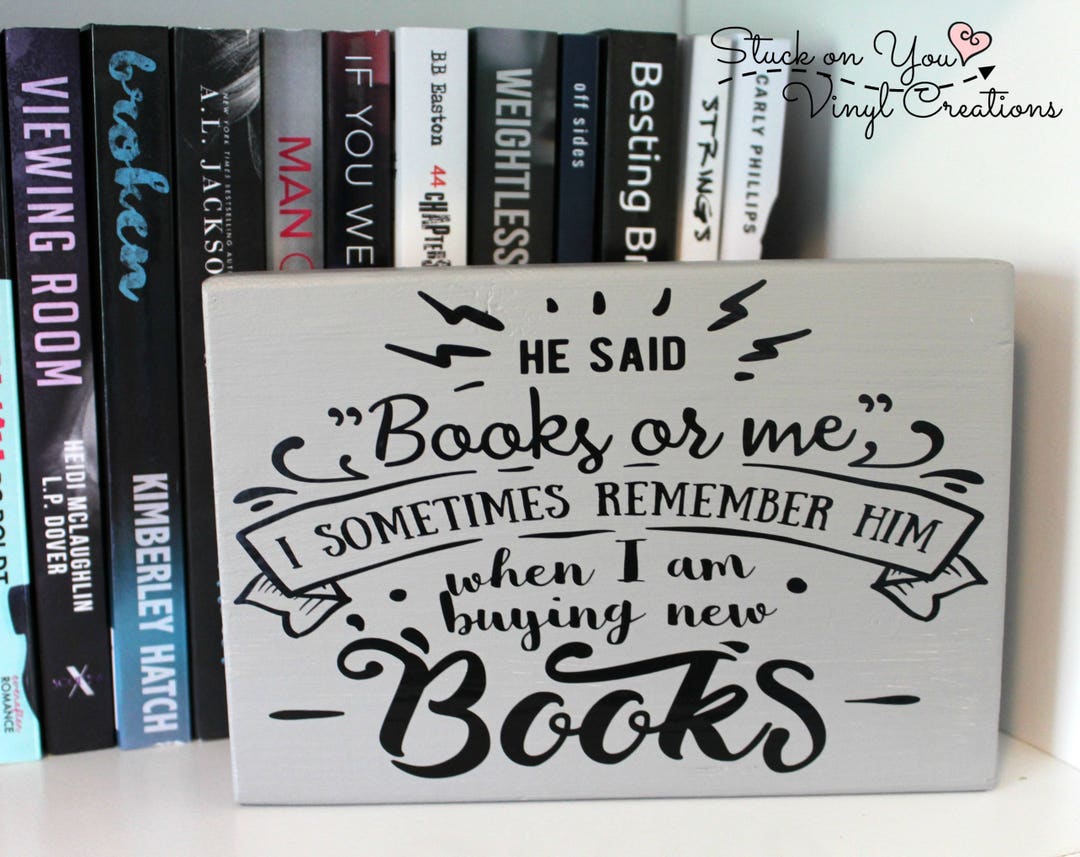Wood Block With Vinyl Home Decor, Bookshelf Decor, Book Lovers, Gift ...