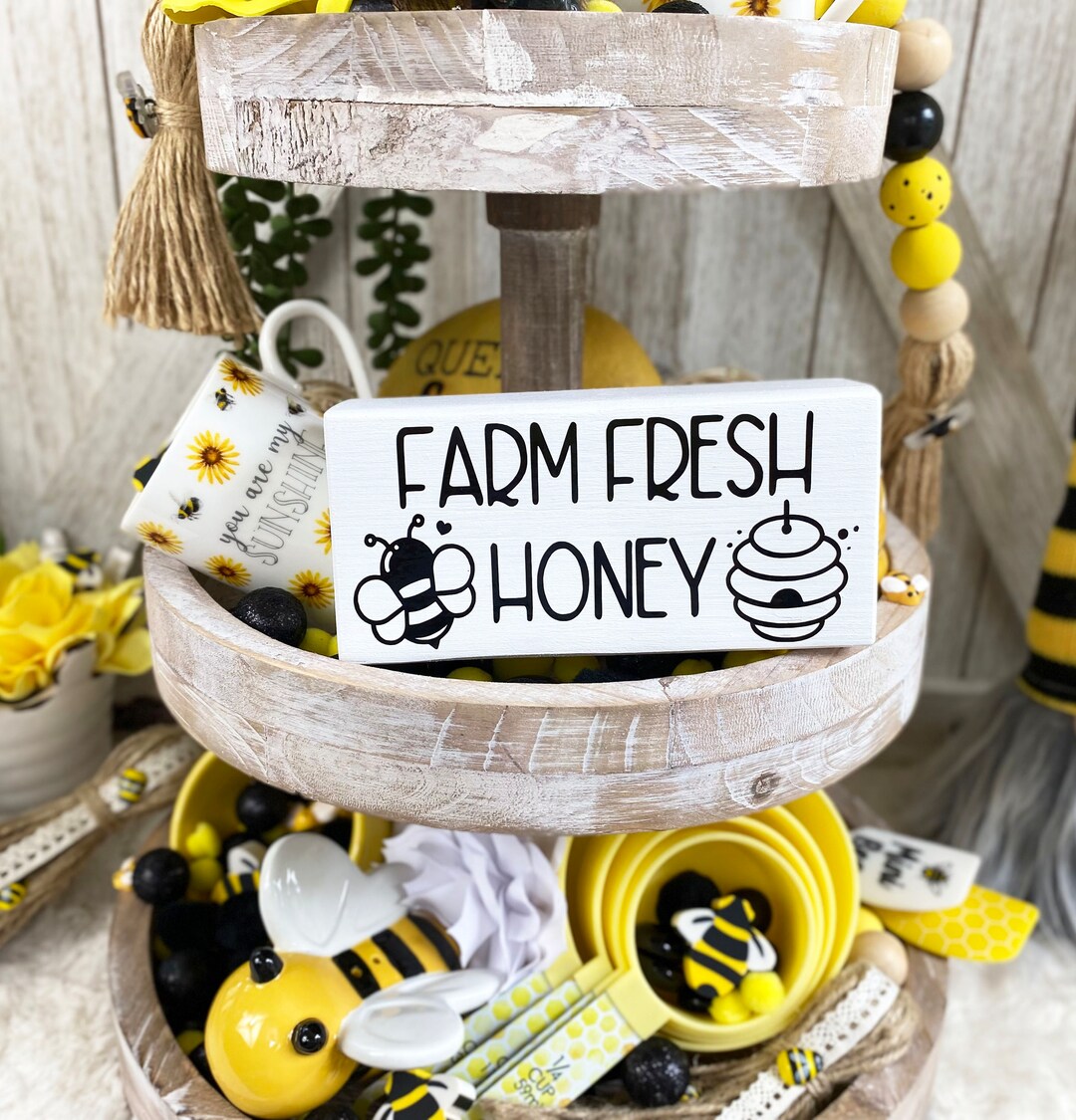 Farm Fresh Honey Mini Sign / Tiered Tray Decor / Bee Decor / Farmhouse ...