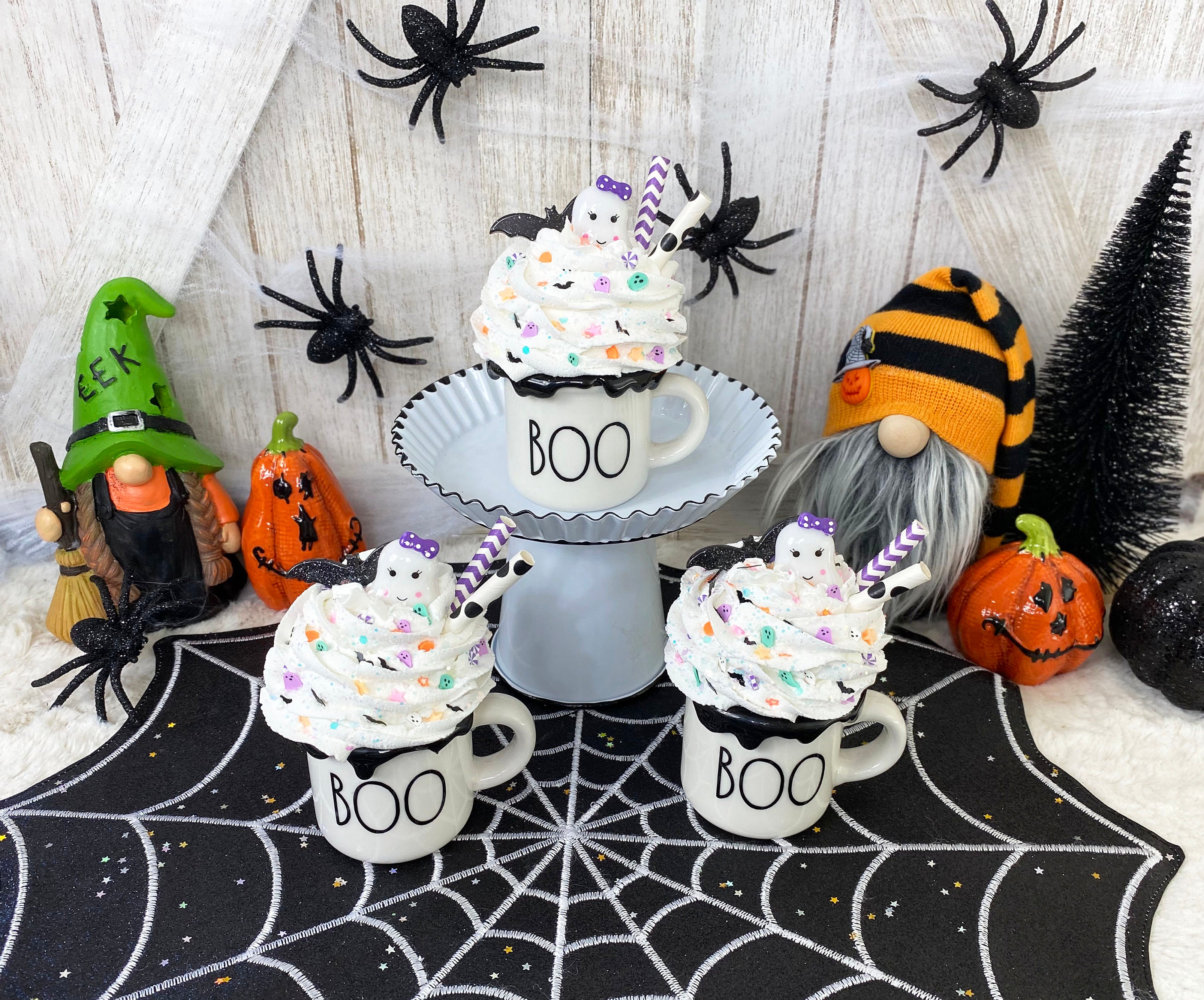 Mini Boo Mug With Faux Whip Cream / Tiered Tray Decor / - Etsy
