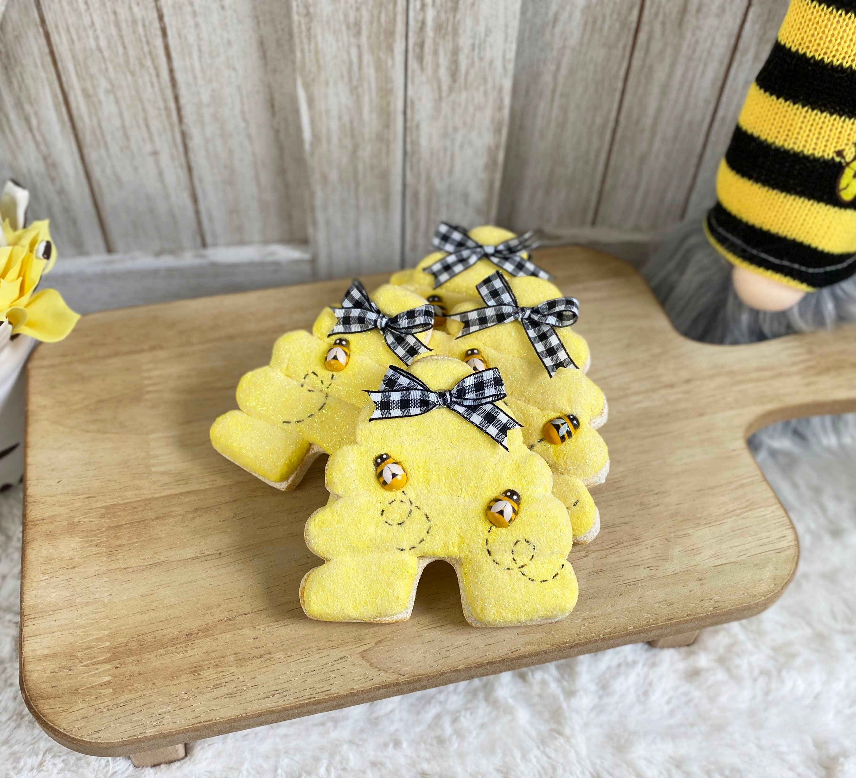 Fake Bee Hive Cookies / Faux Summer Cookies / Bee Decor / Tiered Tray ...