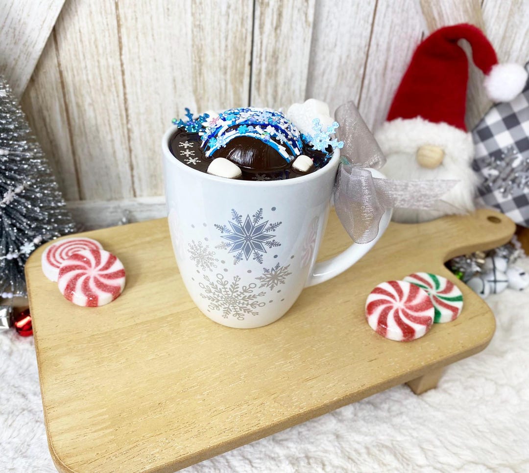 Faux Hot Cocoa With Snowflake Hot Cocoa Bomb / Fake Hot Chocolate / Hot ...