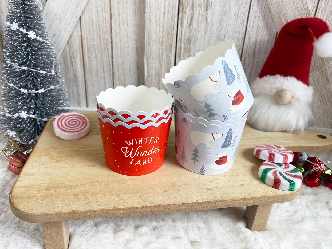 Christmas Baking Cups / Tiered Tray Decor / Farmhouse Decor / Faux Food ...