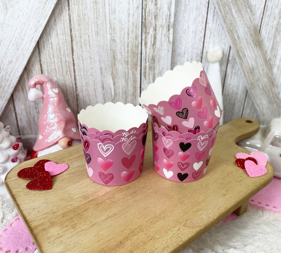 Valentine's Heart Baking Cups / Valentine's Day Decor / Tiered Tray ...