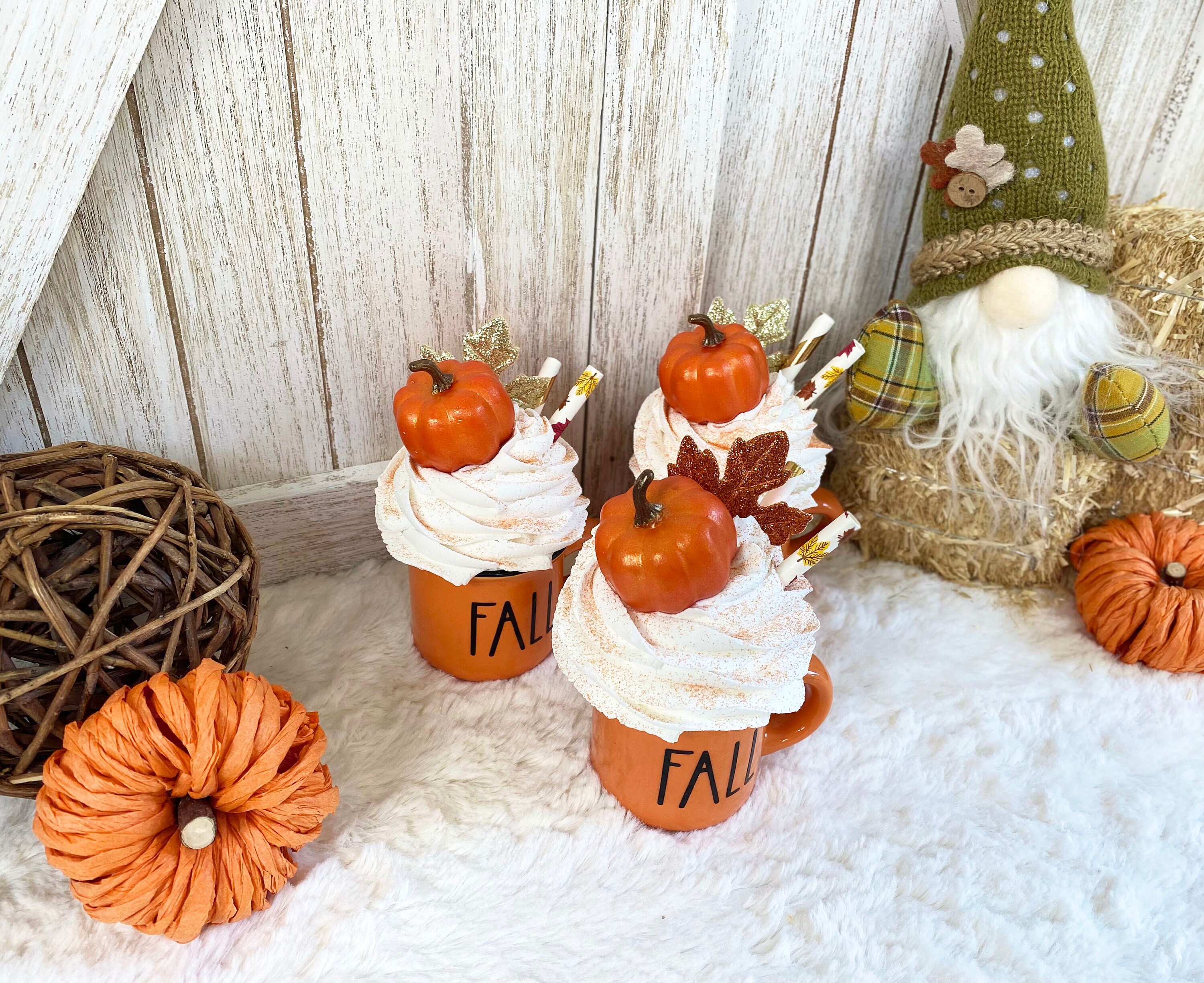 Mini Fall Mug With Faux Whip Cream / Tiered Tray Decor / Fall - Etsy