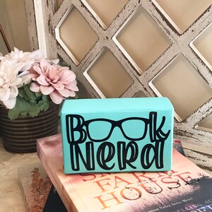 Book Nerd Mini Wood Block Sign I Mini Sign I Tiered Tray Decor I Book ...