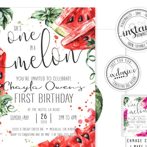 Watermelon Patch Sign One in a Melon Birthday Watermelon - Etsy