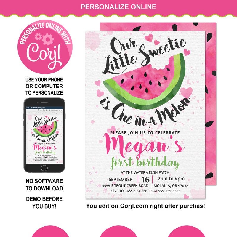 Watermelon Invitation - Etsy