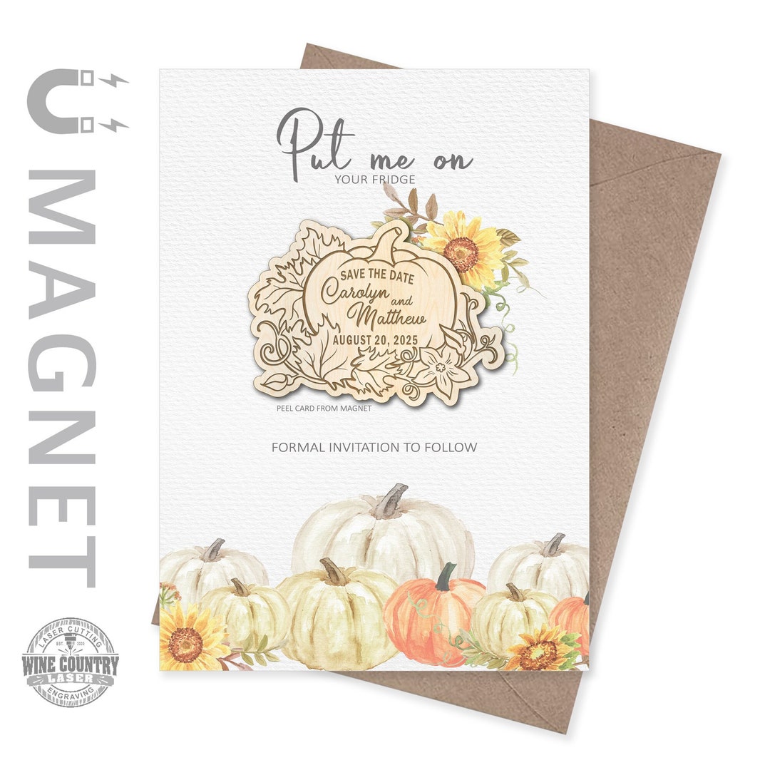 Wedding Magnet Invitations, Save the Date, Pumpkin, Country Wedding ...